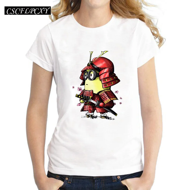 C Asian Size Samurai Minion women t shirt short sleeve casual lady tops ...