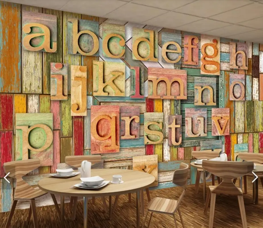 English Letter Murals Wallpaper Canvas Painting Art Home Wall Decor for ...