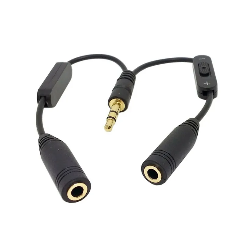 1 in 2 out 3.5mm Stereo Male to Double 3.5 mm Female Audio Headphone Y ...