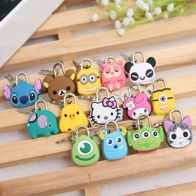 Cute Creative Silicone Metal Cartoon Mini Locks Small Padlock Cosmetic ...