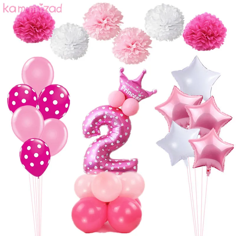 KAMMIZAD 2 Birthday Balloons Number Balloon 2 Year Old Kids Blue Boy ...