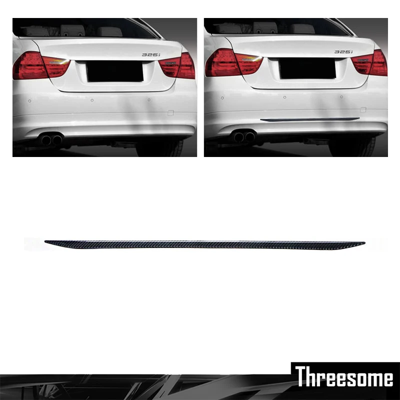 Carbon Fiber Refit Car Rear Bumper Decoration Strip Trunk Decor Sticker ...
