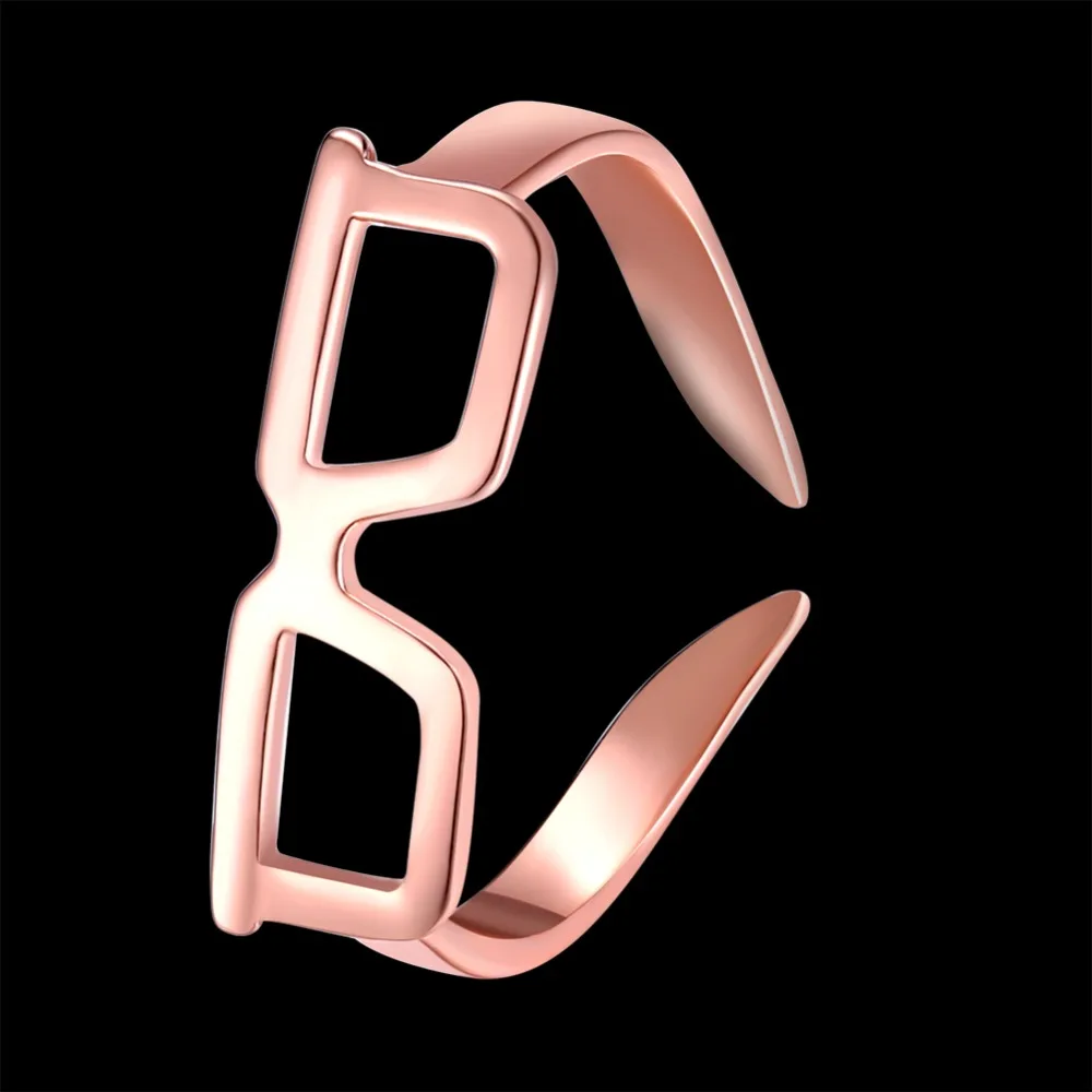 Top Quality Unique Glasses Shaped Rings Rose Gold&Silver Color Alloy ...
