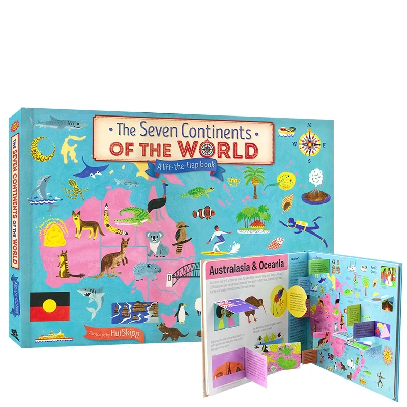 Britain English 3D picture The Seven Continents Map Of The World flap ...