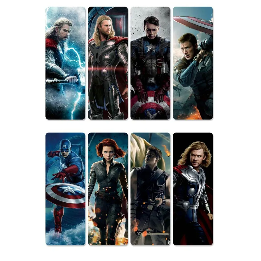 8pcs The Avengers Bookmarks Waterproof Transparent PVC Plastic Bookmark ...