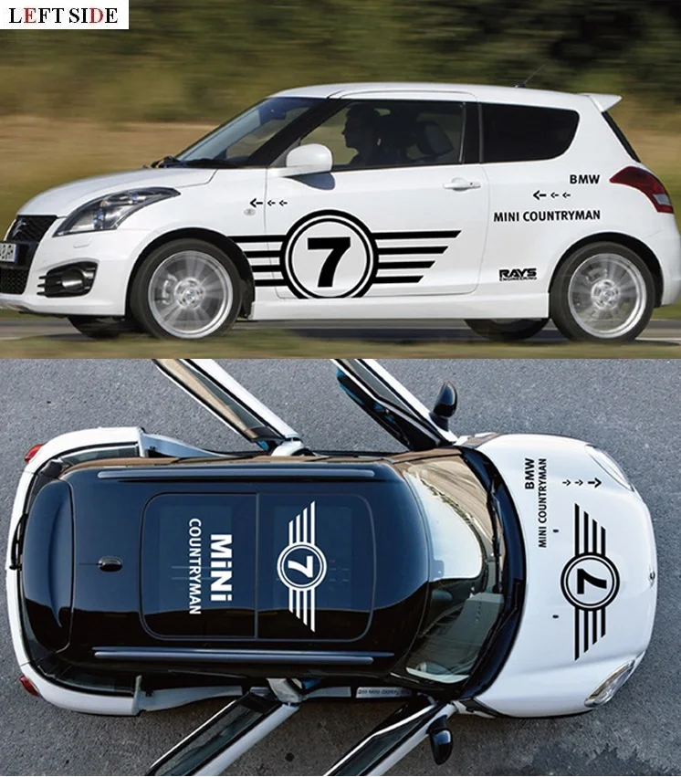 LEFT SIDE Car Stickers Stripe Whole Body Styling Decal Exterior ...