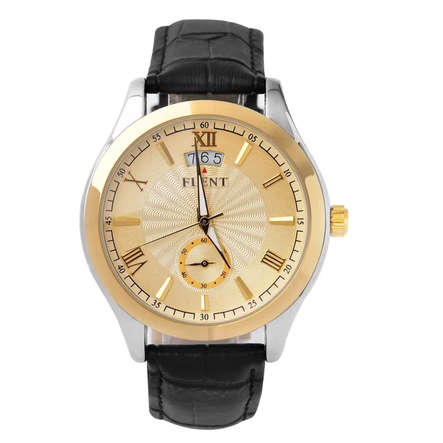 FLENT Men Automatic Watch Leather Strap Date Display Fashion Mechanical ...