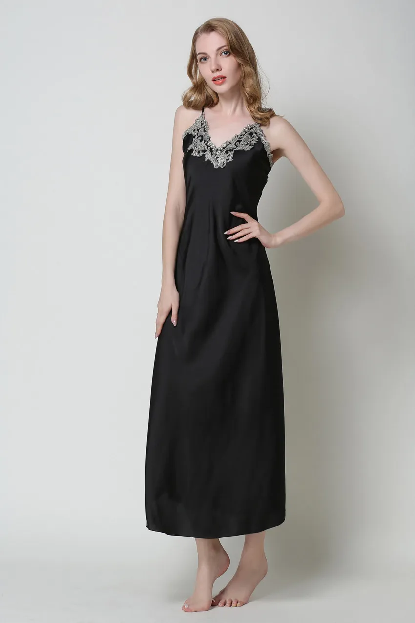 Beautiful Satin Floral Nightgown with Embroidery