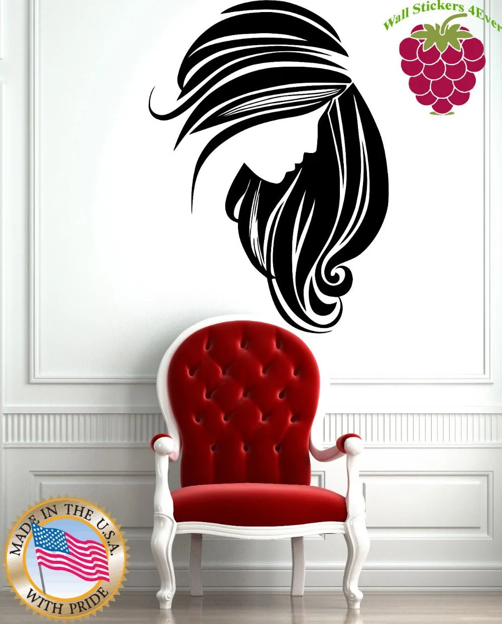 Wall Stickers Vinyl Decal Beautiful Woman Face Long Hair Beauty Salon In Wall Stickers From Home