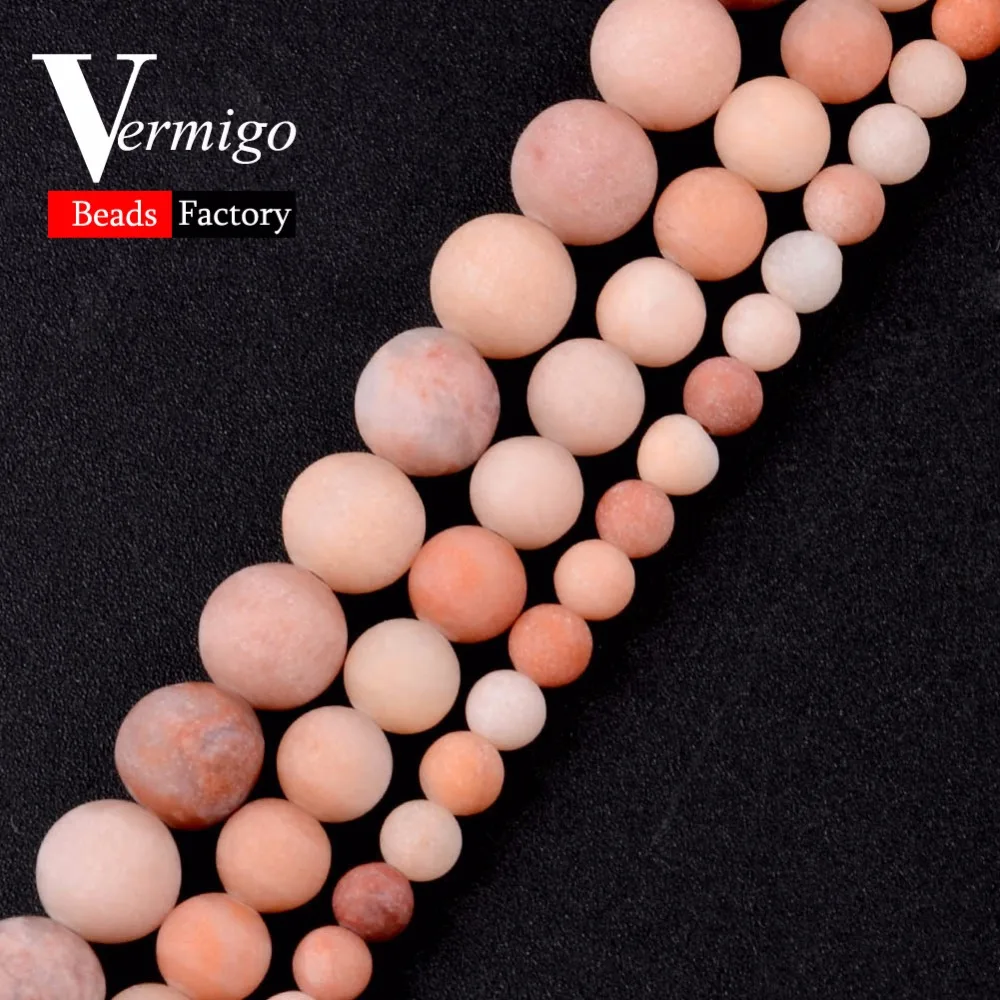 Natural Gem Stone Dull Polish Matte Pink Aventurine Beads Round Loose ...