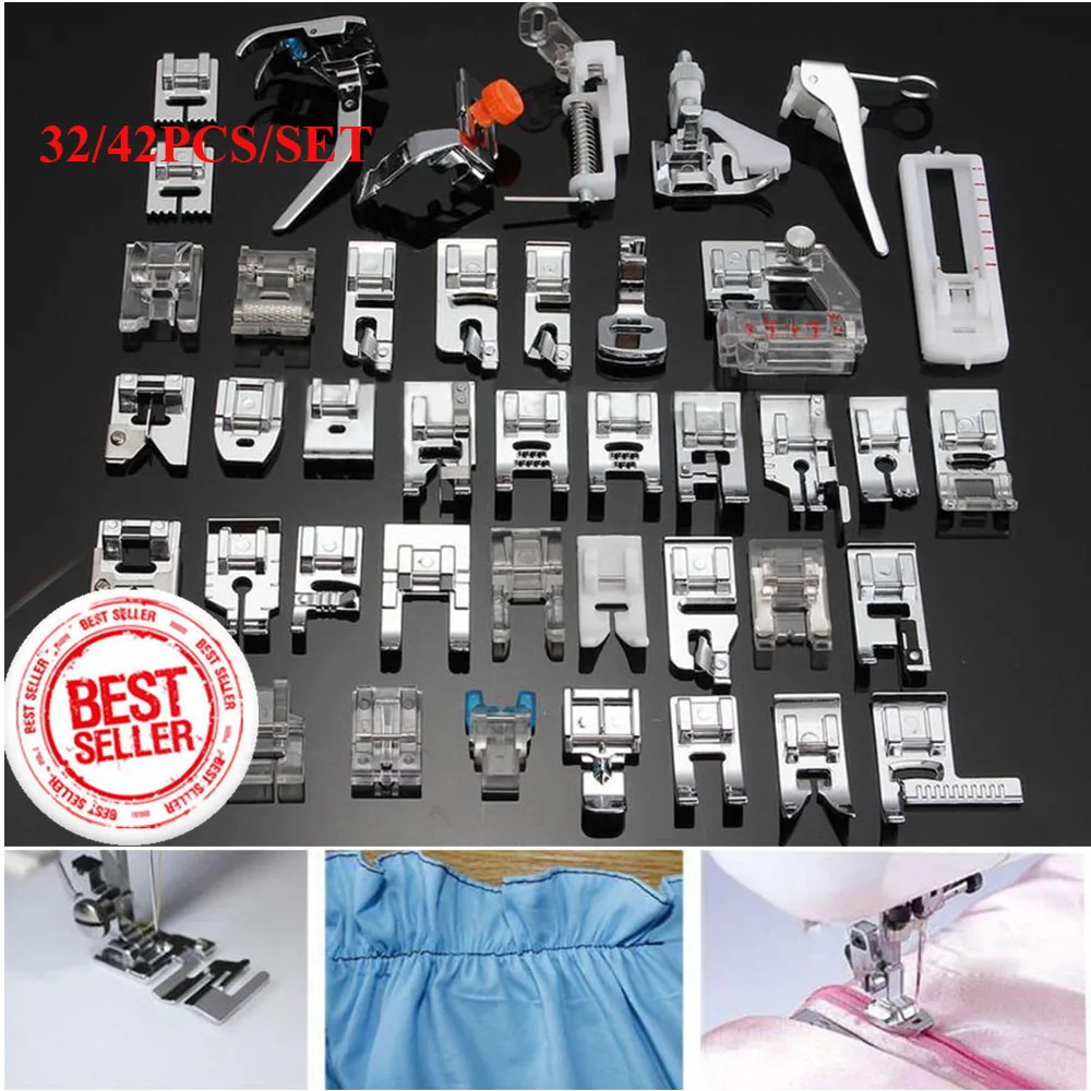 42pcs Domestic Sewing Machine Foot Presser Feet Set for Brother Singer ...