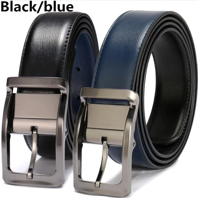 Men's Reversible Classic Dress Belt Leather Rotating Buckle Two In One ...