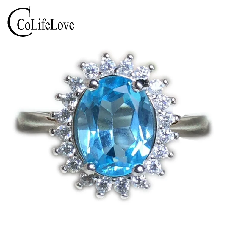 Anillo de topacio plateado clásico para niña, de 7 mm x 9mm, Topacio ...