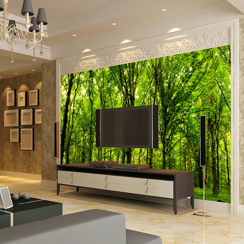 custom 3d wallpapers mural non-woven fabric 3d room wallpaper forest ...