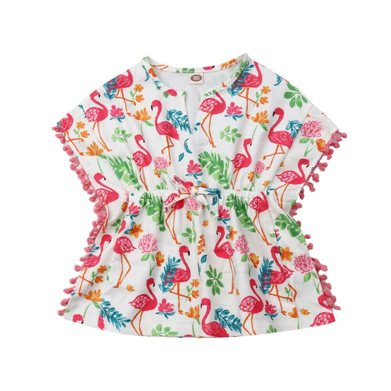 Girls Beach Cover Up Floral Beach Dress Swimsuit Cover Up Loose Swim ...