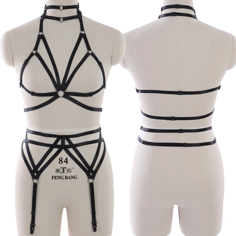 Body Harness Lingerie Set For Women Chest Caged Bra Belt Dance Goth