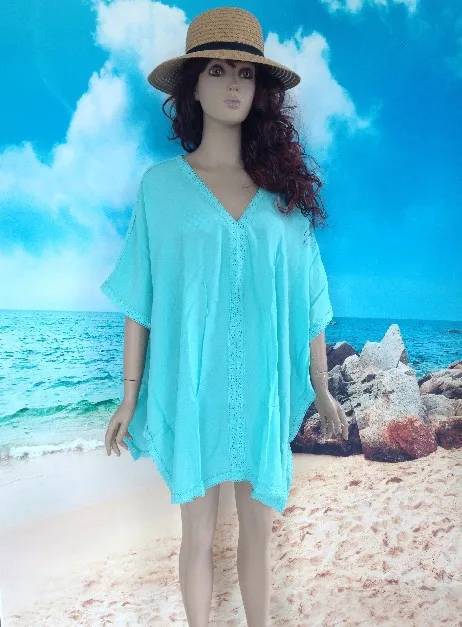 Vestido playero informal con cuello en V para mujer, traje playero azul ...