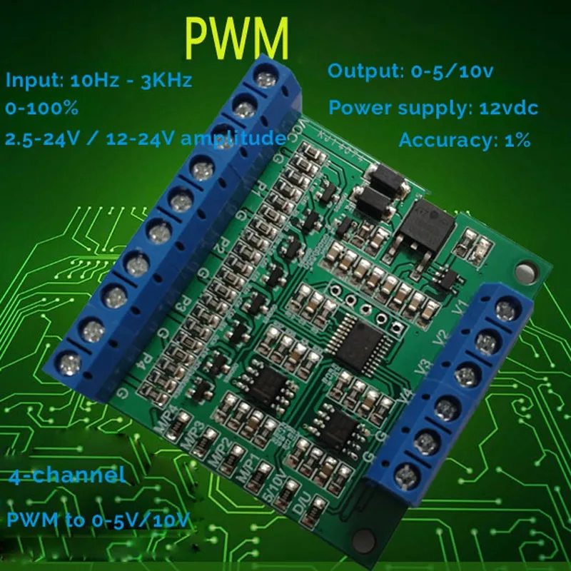 4-Csatornás Pwm-0-5 V-Os Konverter Modul 10Hz-3 Khz-Es Pwm-0-10 ...