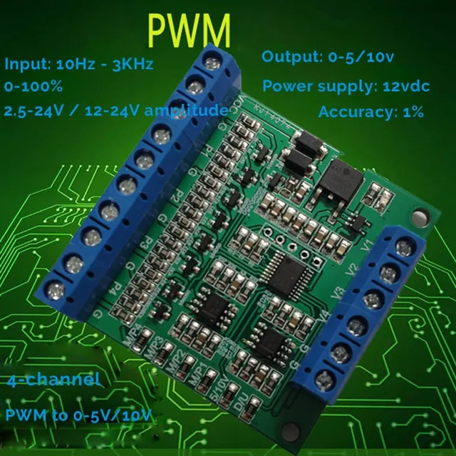 4-Csatornás Pwm-0-5 V-Os Konverter Modul 10Hz-3 Khz-Es Pwm-0-10 Feszültségjel-Kondicionáló Nagy ...