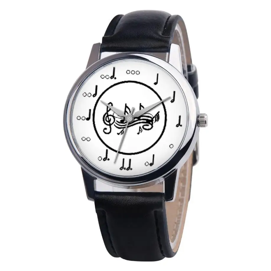 Women's watches Unisex Musical Note Leather Band Analog Alloy Quartz ...