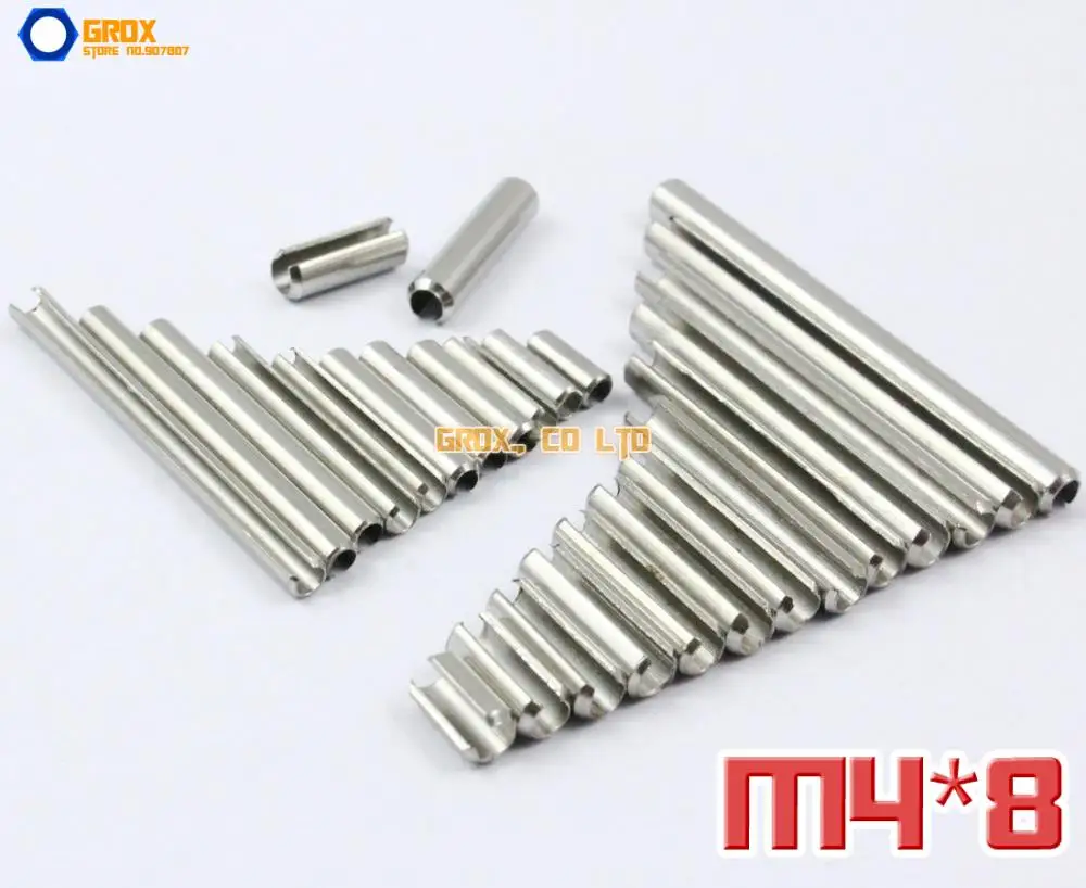 100 Pieces M4 X 8mm 304 Stainless Steel Slotted Spring Tension Pin ...
