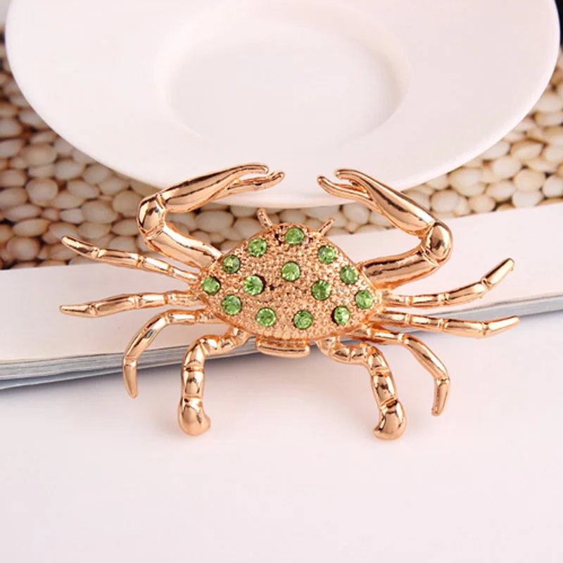 UALGL Fashion Jewelry Broches Collar Pins Cute Crab Rhinestone Brooch ...