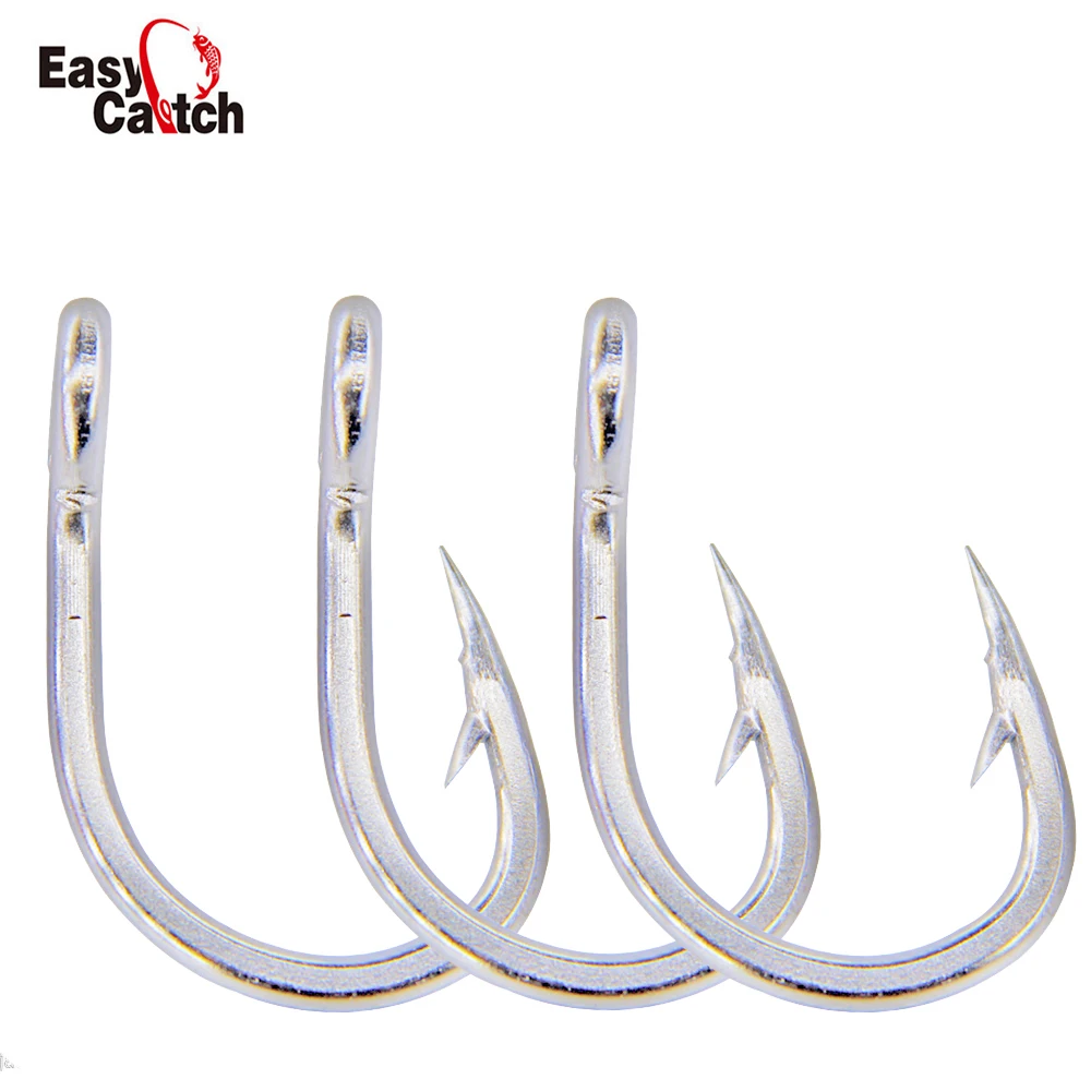 10pcs 10884 Stainless Steel Fishing Hooks White Strong Big Game ...