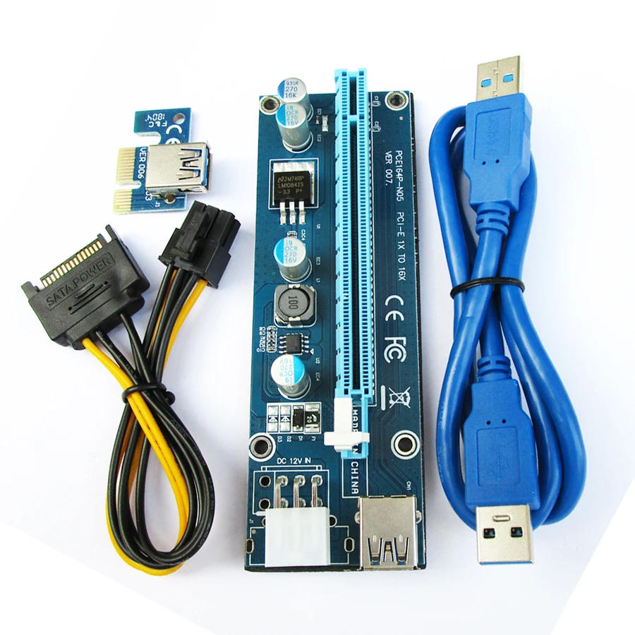 VER 007 6pin Riser Card PCI E PCIE PCI E 1x 16x 6 pin power supply ...