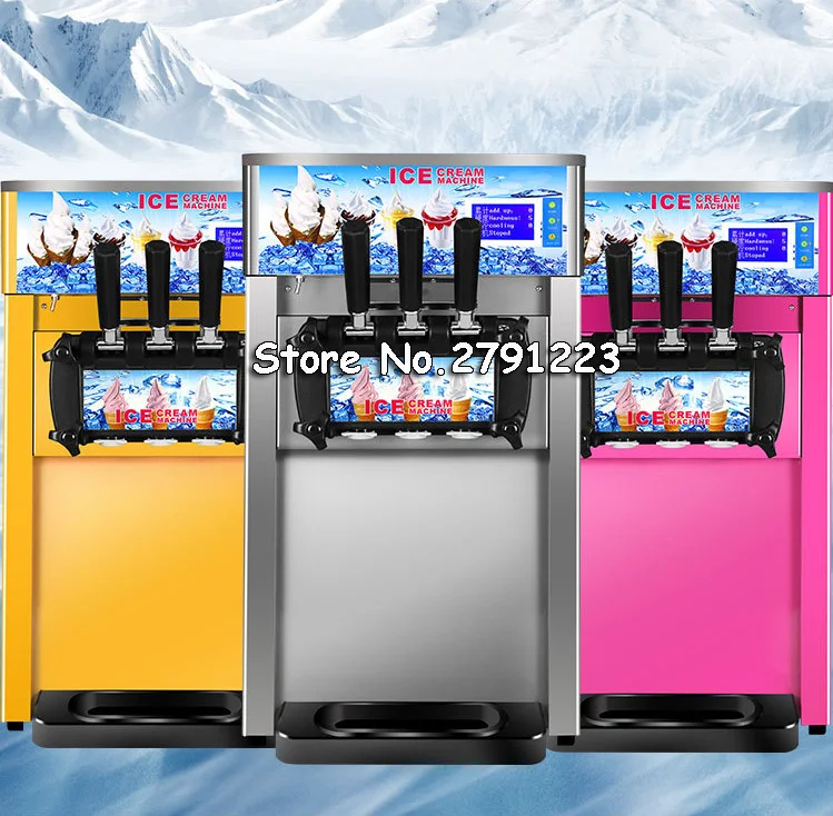 220V/110V Soft Ice Cream Machine 3 รสชาติFreezeโยเกิร์ตผลไม้Fruit Ice ...