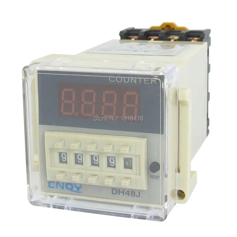 DH48J-A-1-999900-Count-Up-Digital-Counter-Relay-w-Base-AC-DC-12V-24V ...