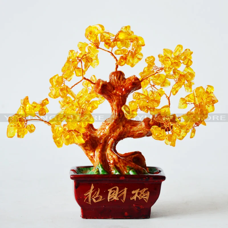 feng shui natural Crystal Lucky Tree Wealth Pretty Citrine Yellow ...