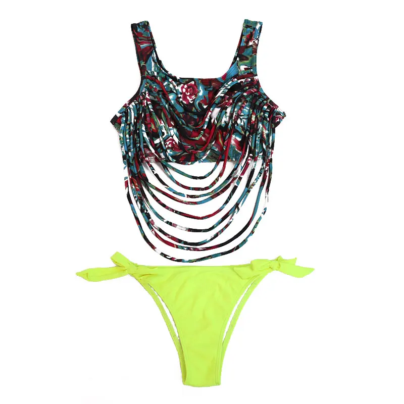 Playful Bikini 2018 New Sexy Fringed Print With A Bandage For Women