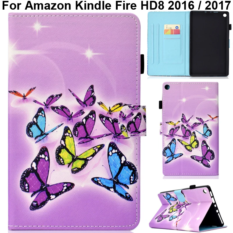 Cute Case For Amazon Fire Hd8 2016 Stand Cover Lovely Owl Butterfly ...