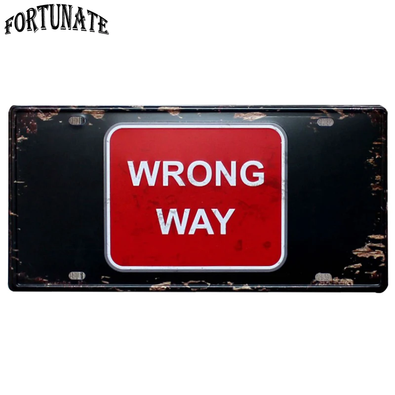 Hot Wrong Way Metal Car Plate Vintage Home Decor Tin Sign Bar\Pub\Hotel ...
