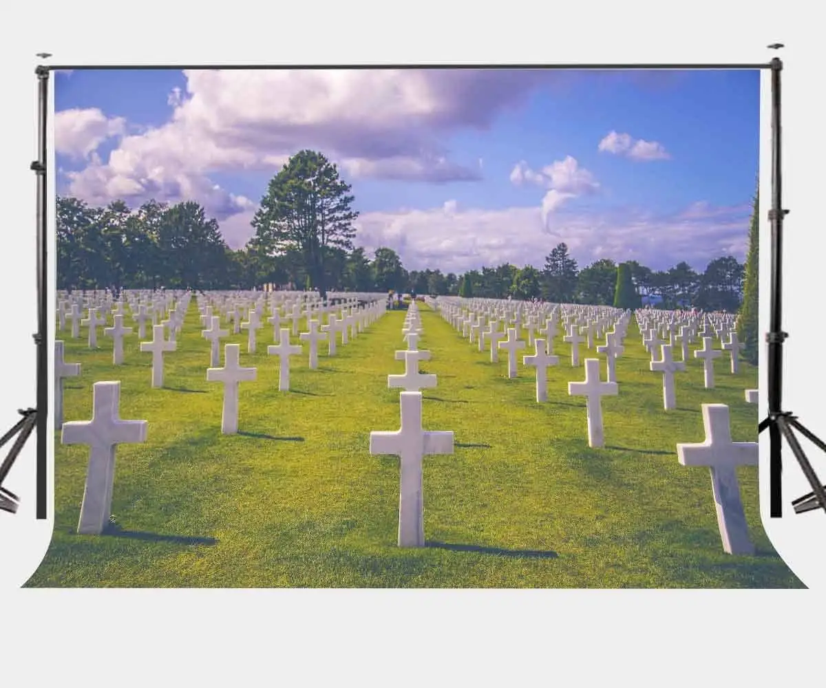 7x5ft Backdrop Green Grass Backdrop Neat Crosses Photography Background ...