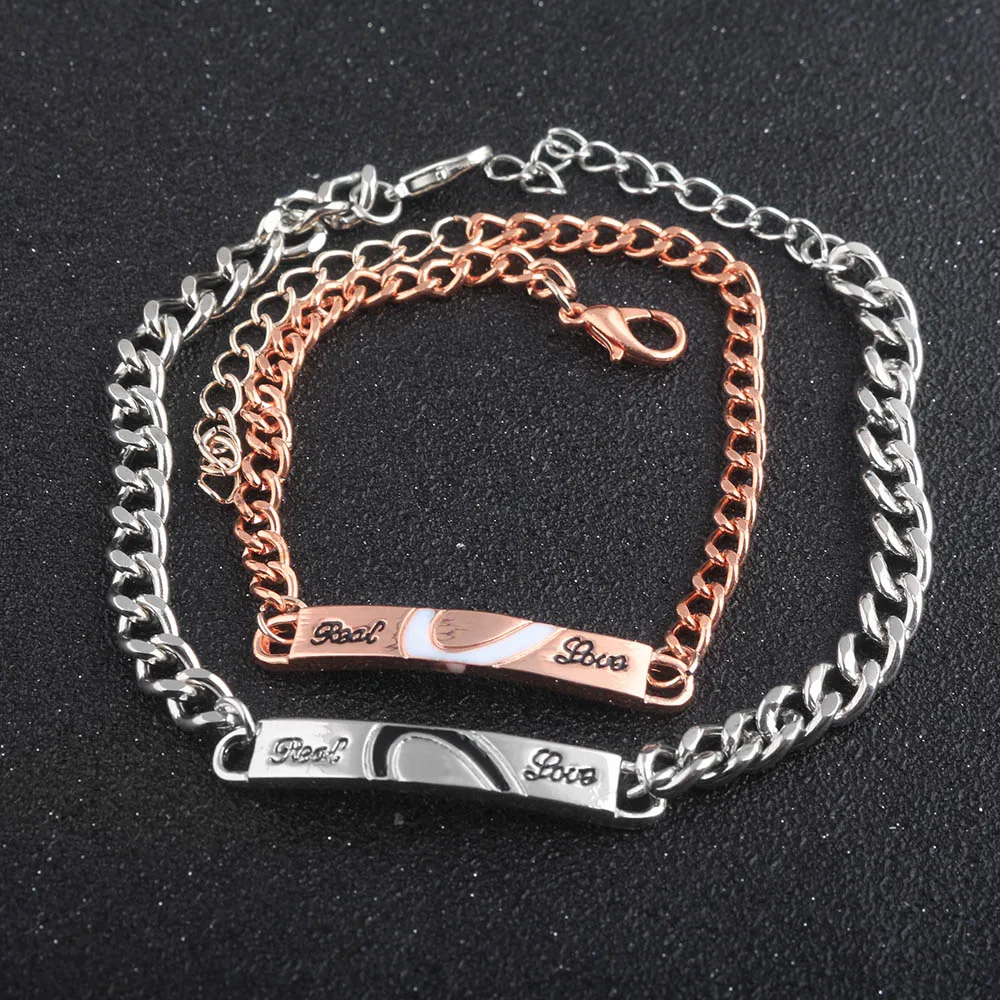 Real Love Charm Couple chain Bracelets for Girls gift on Valentine's ...