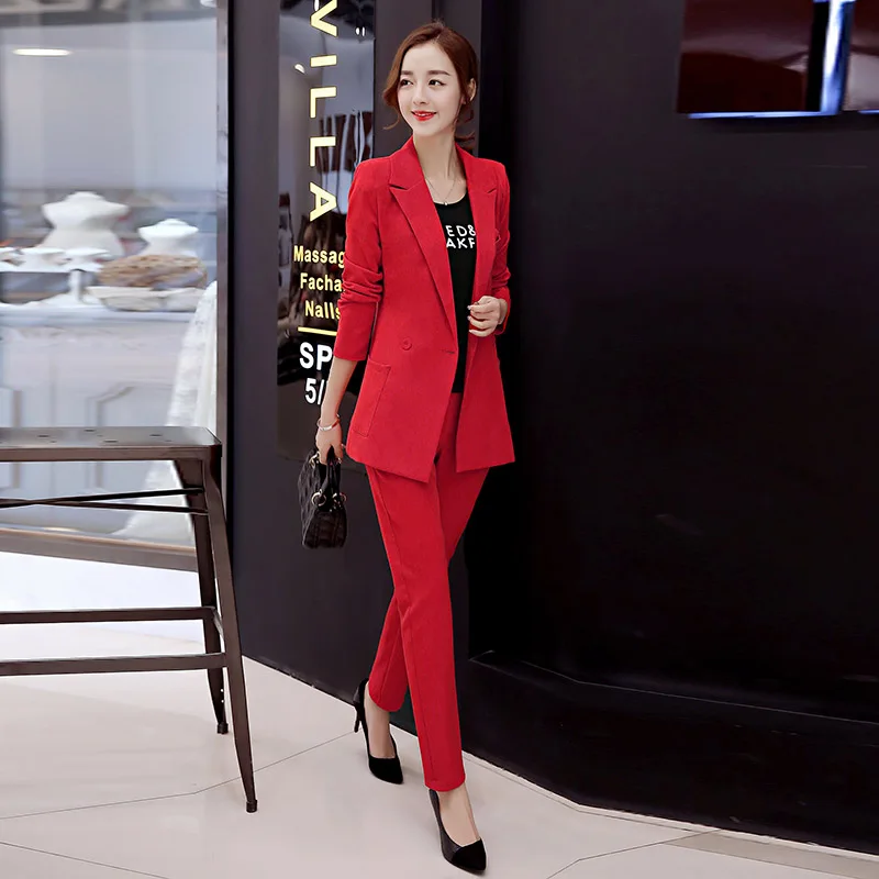 New 2017 spring solid color formal suits for women ol lady dress slim ...