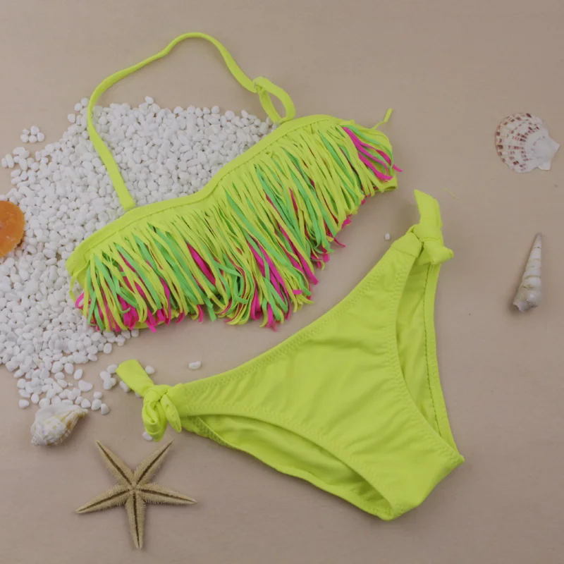 4 14 years children kids swimwear tassel girls swimsuit girls swimwear ...
