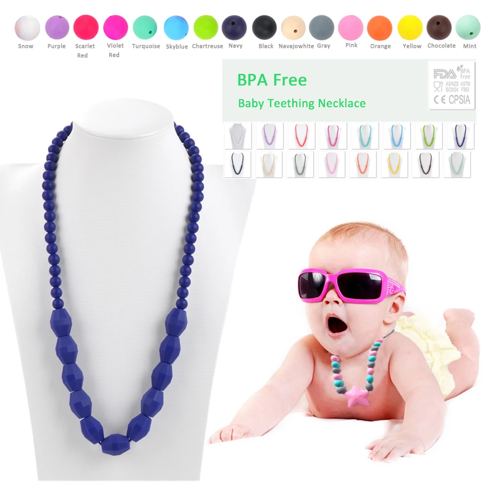 Wholesale 16 Colors Big Long Necklaces Funny Baby Teether Silicone ...