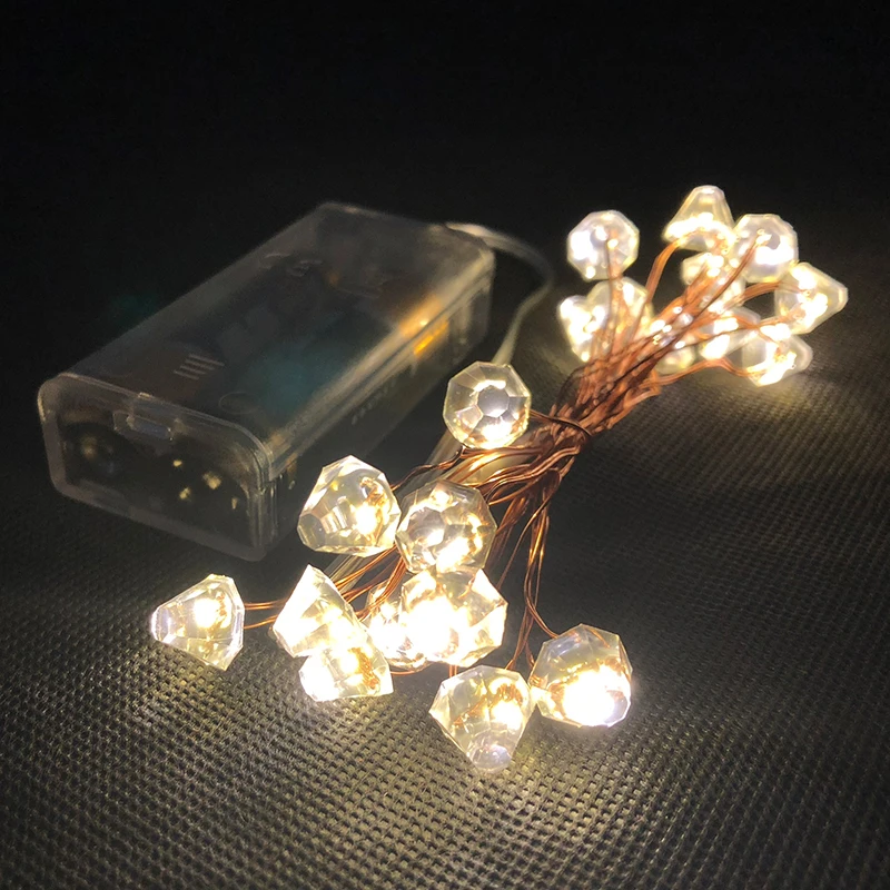 Diamond Fairy Lights String - 78.74" Length 20 Leds Christmas Garland ...