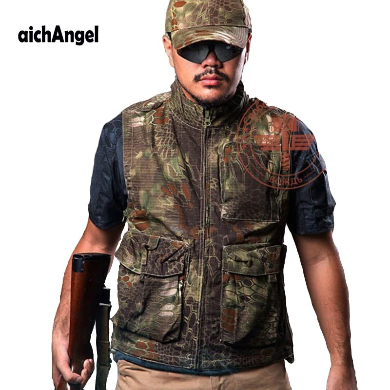 High Quality Rattlesnake python camouflage multi pocket vest male Army ...