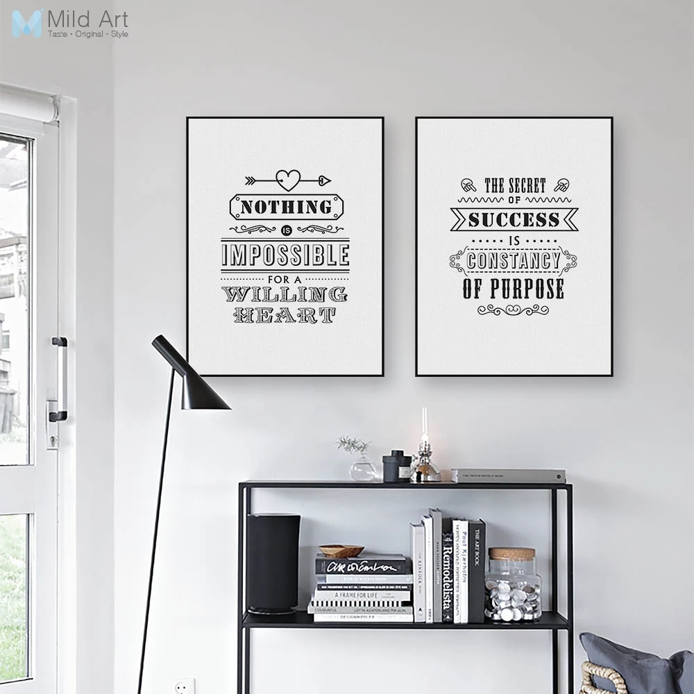Black White Motivational Typography Life Quotes Posters Nordic Living ...
