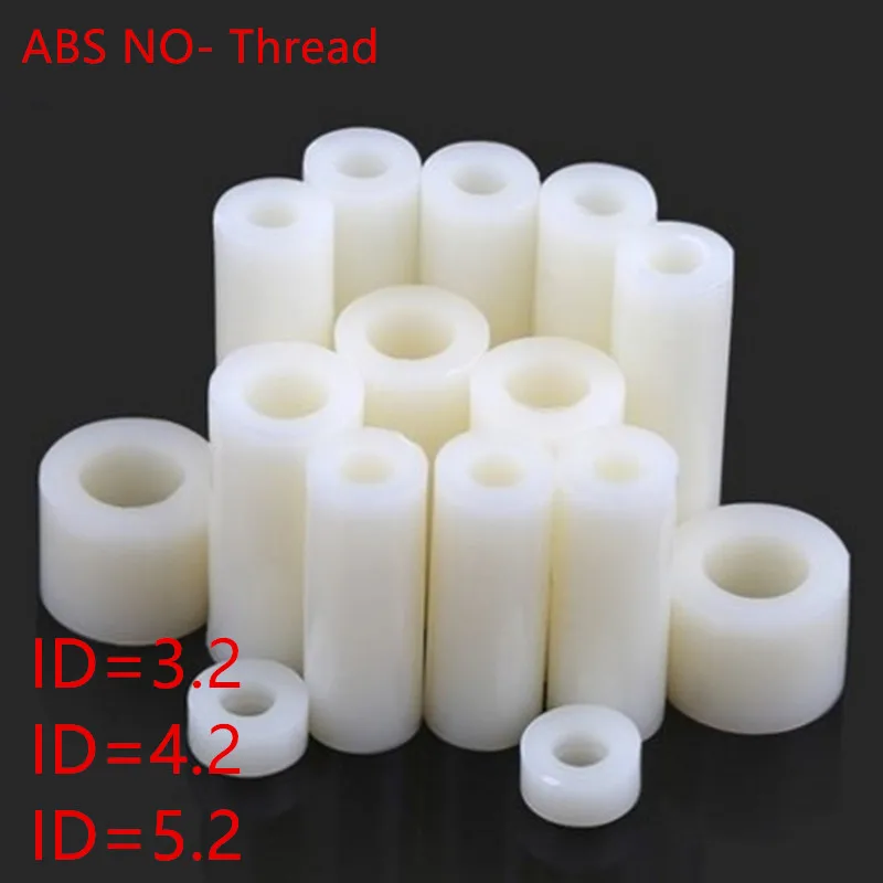 50pcs M3 M4 M5 Abs Rround Spacer Standoff White Nylon Non Threaded