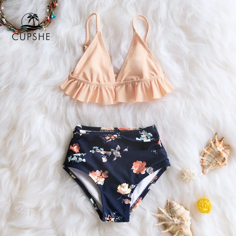 CUPSHE 2019 Toddler Girls Kids Baby Pink Ruffled High Waist Bikini Sets ...