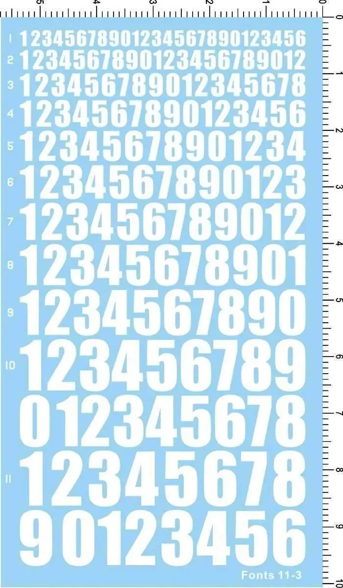 White-Different-Scale-WWII-Military-FONTS-11-3-Numbers-Model-Water ...