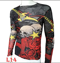 Fashion Men's Fake Tattoo T shirts Long Sleeve Elastic Modal Thin All ...