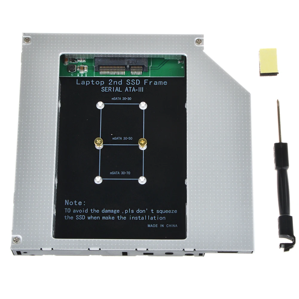 Portátil 2 ° controlador Caddy mSATA SSD a Slim SATA para 12,7mm CD/DVD ...