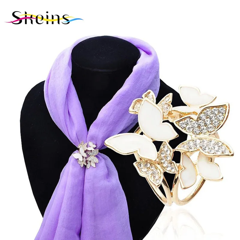 Butterfly three ring crystal chain.scarves buckle ring contracted high ...