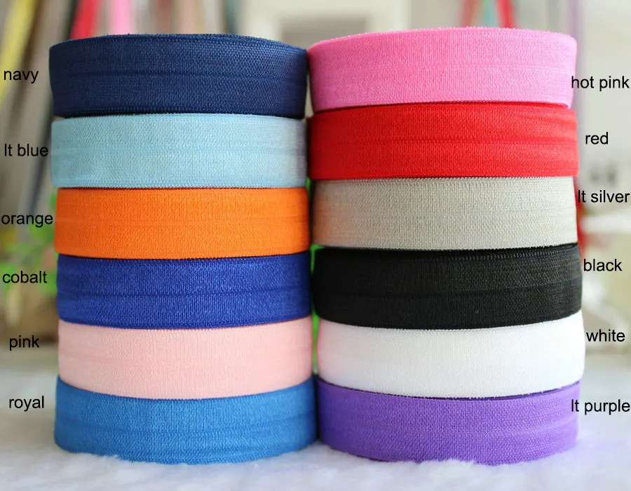 ePacket 5/8'' 16mm 20 yards 12 colors 100% nylon fold over elastic ...
