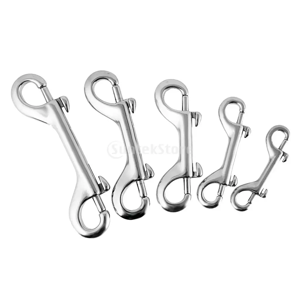 2x Silver Stainless Steel Double Ended Clip Hook Bolt Snap, Scuba ...